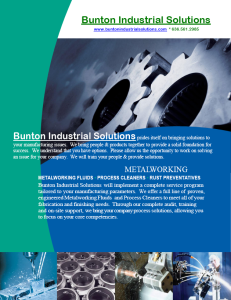 Bunton Industrial Solutions Product Guide - Bunton Industrial Solutions